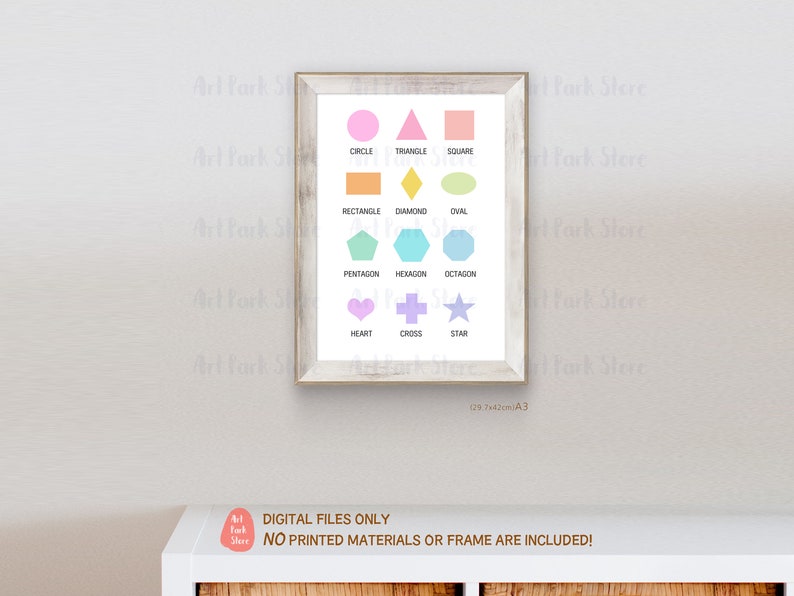 Shapes Chart, Shape Poster Printable, Preschool Chart, Teaching Shapes ...