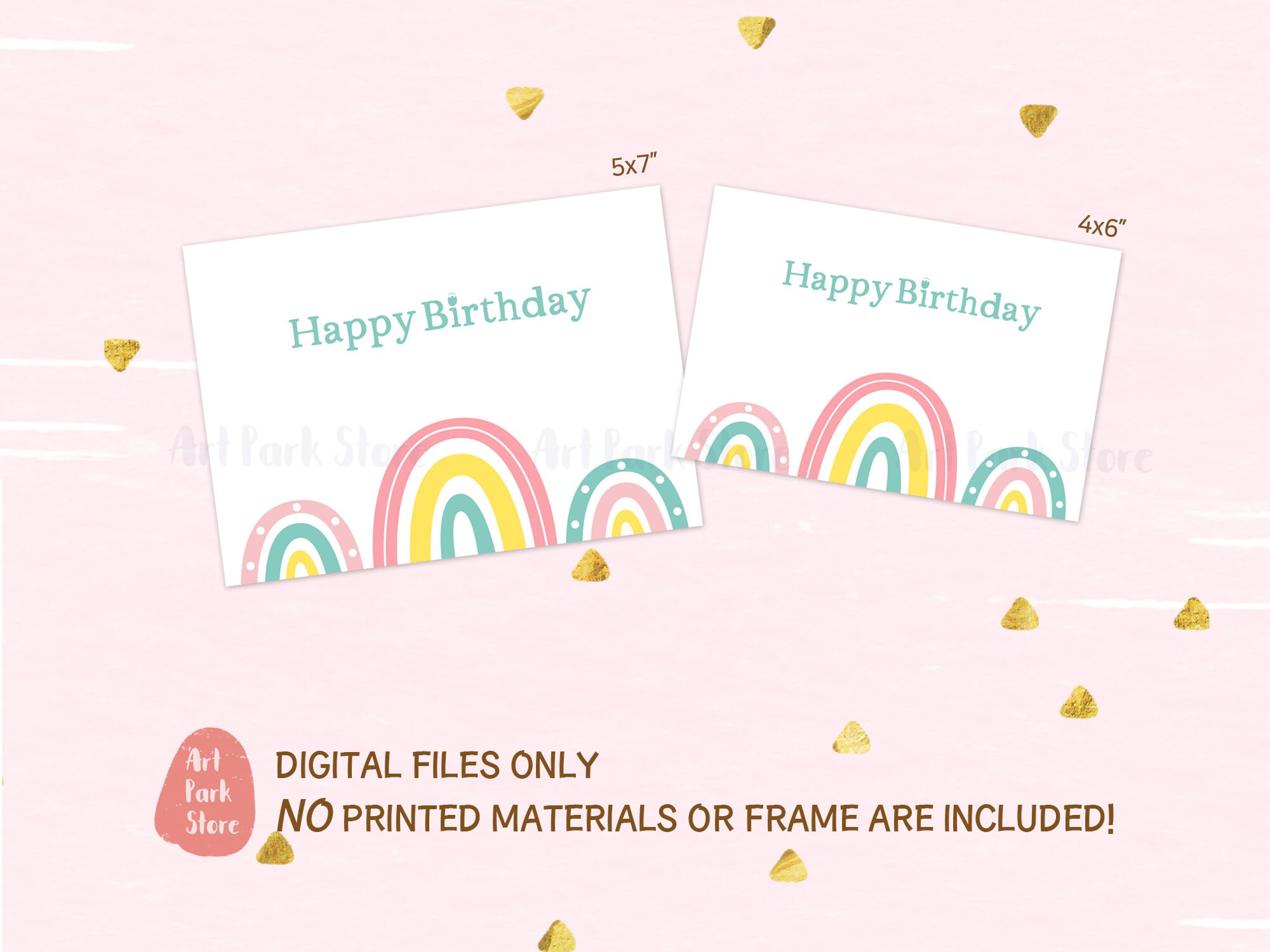 Happy Birthday Card Printable Rainbow Birthday Card for - Etsy
