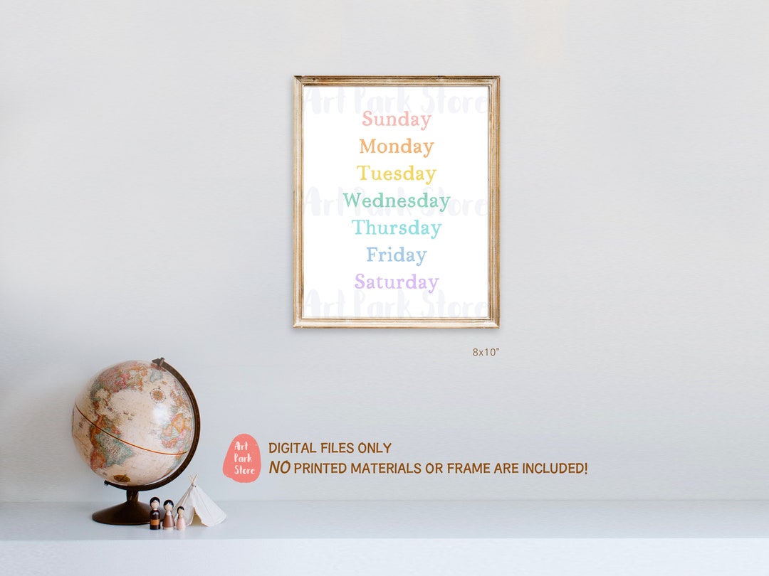 Days of the Week Printable, Montessori Education Poster, Nursery ...
