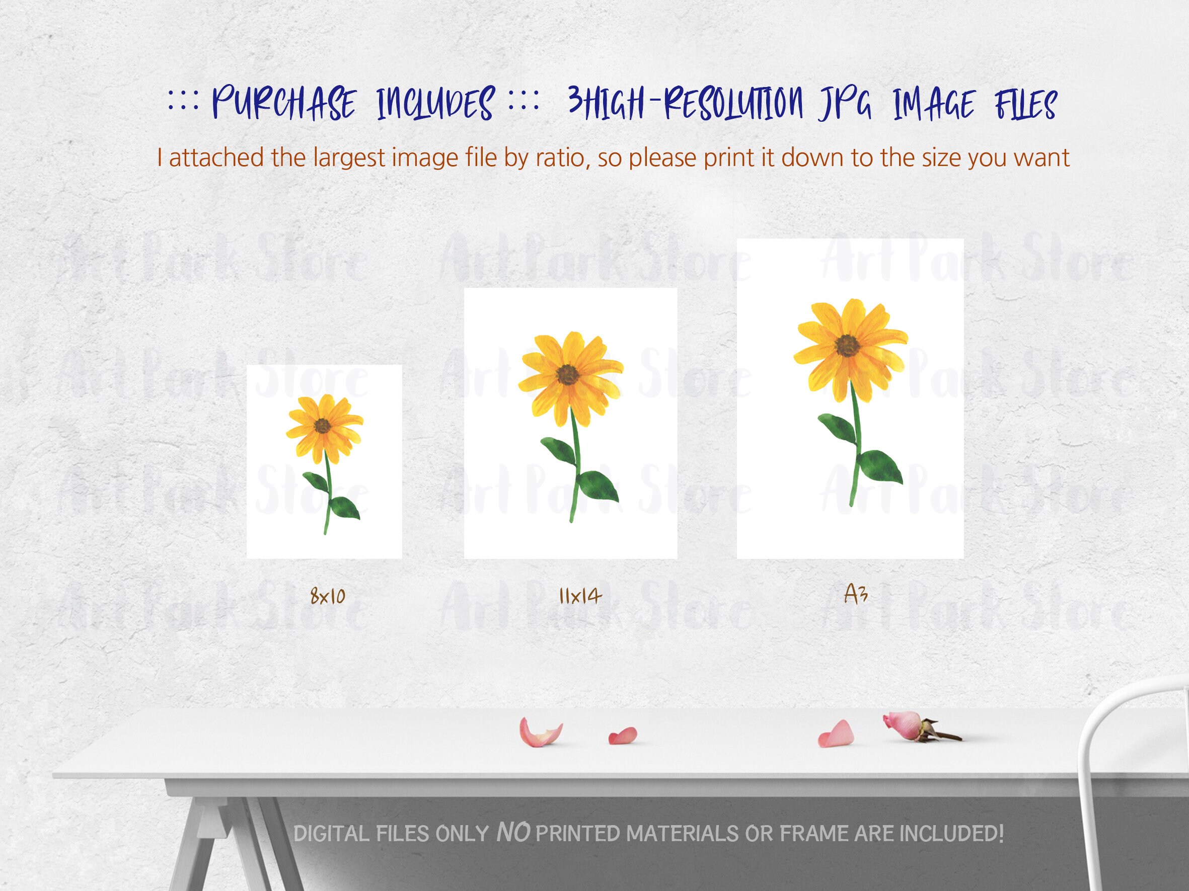 Watercolor Sunflower Printable Wall Art, Yellow Sunflower Nursery Print ...