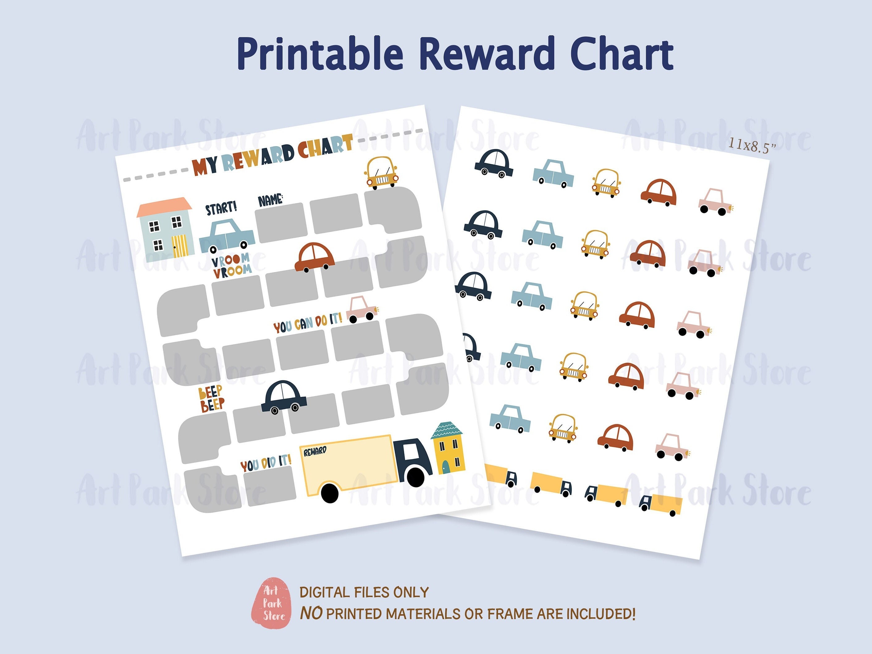 Car Reward Chart for Toddler, Kids Reward Chart Printable, Village ...