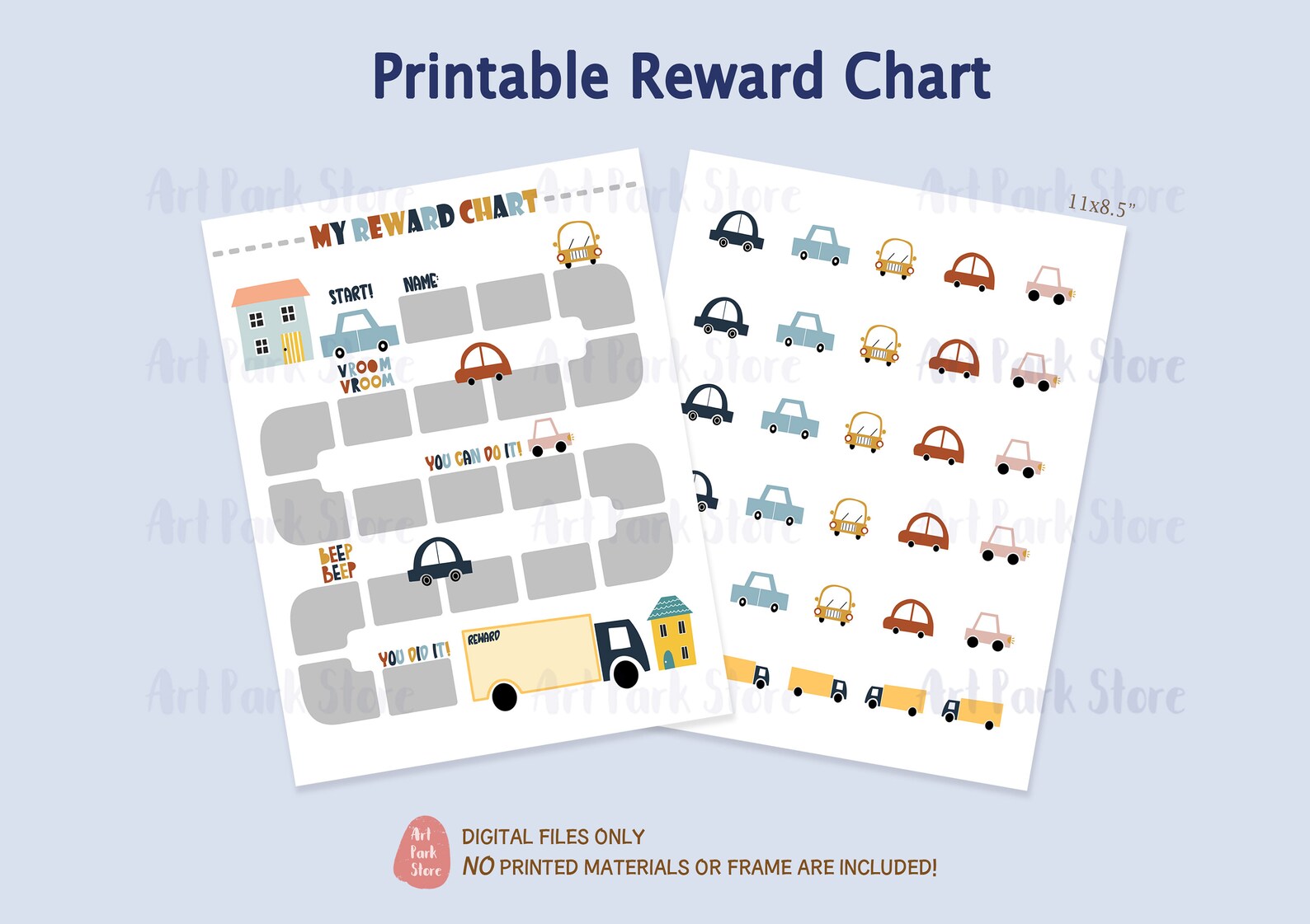 Car Reward Chart for Toddler, Kids Reward Chart Printable, Village ...