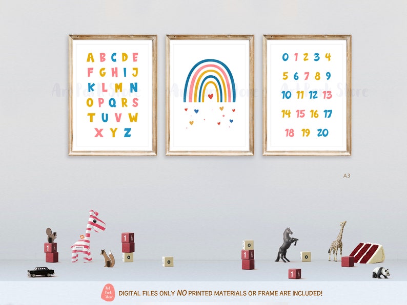 Alphabet Poster Printable Wall Art Set of 3, Alphabet Print Set ...