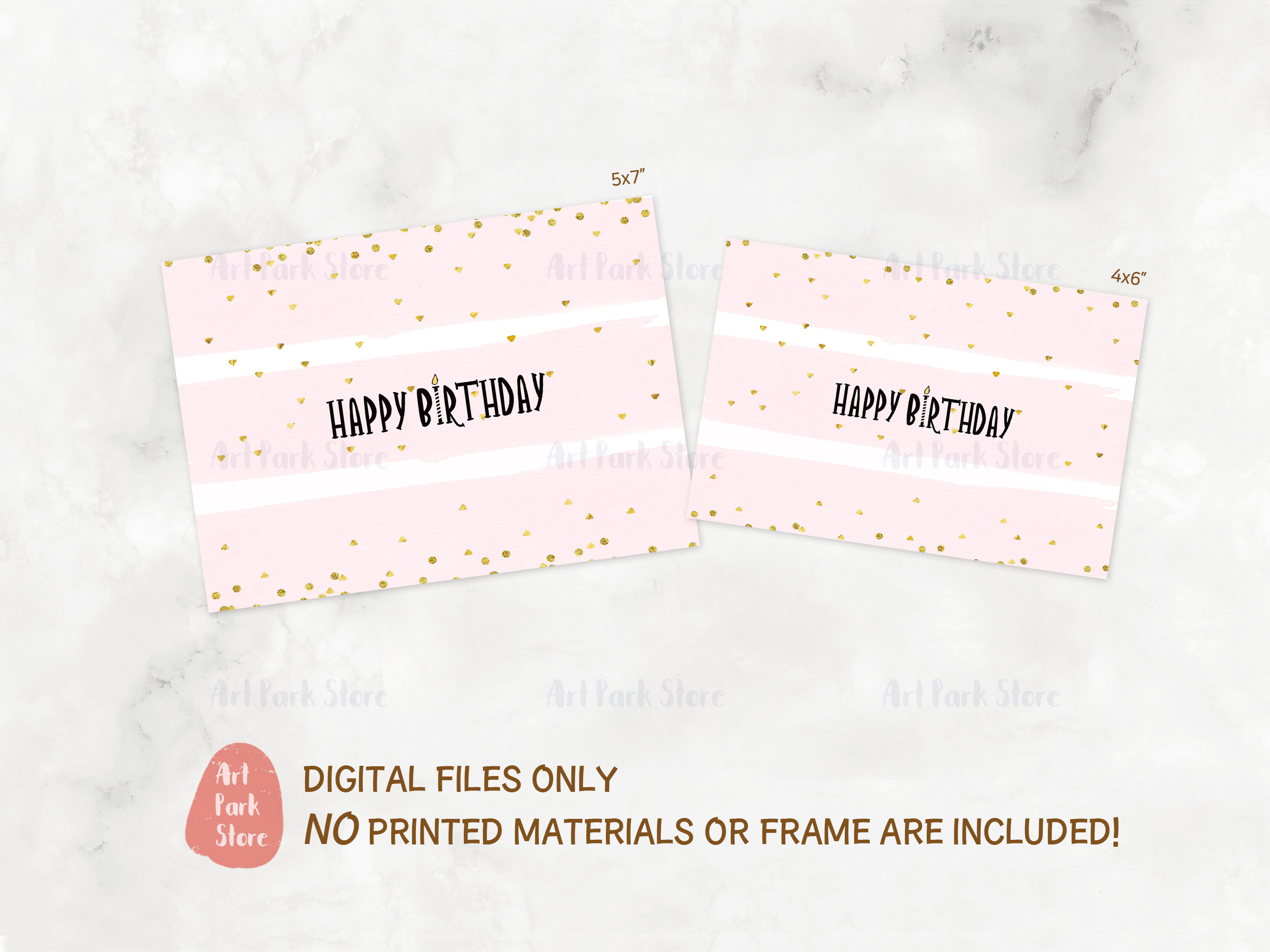Pink & Gold Glitter Birthday Card for Her (digital Download) - Etsy