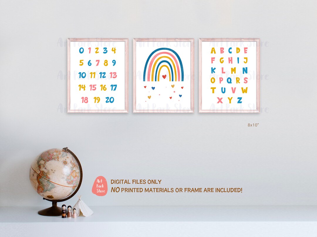 Alphabet Poster Printable Wall Art Set of 3, Alphabet Print Set ...