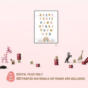 Alphabet Printable Wall Art, Rainbow Classroom Theme Educational ...