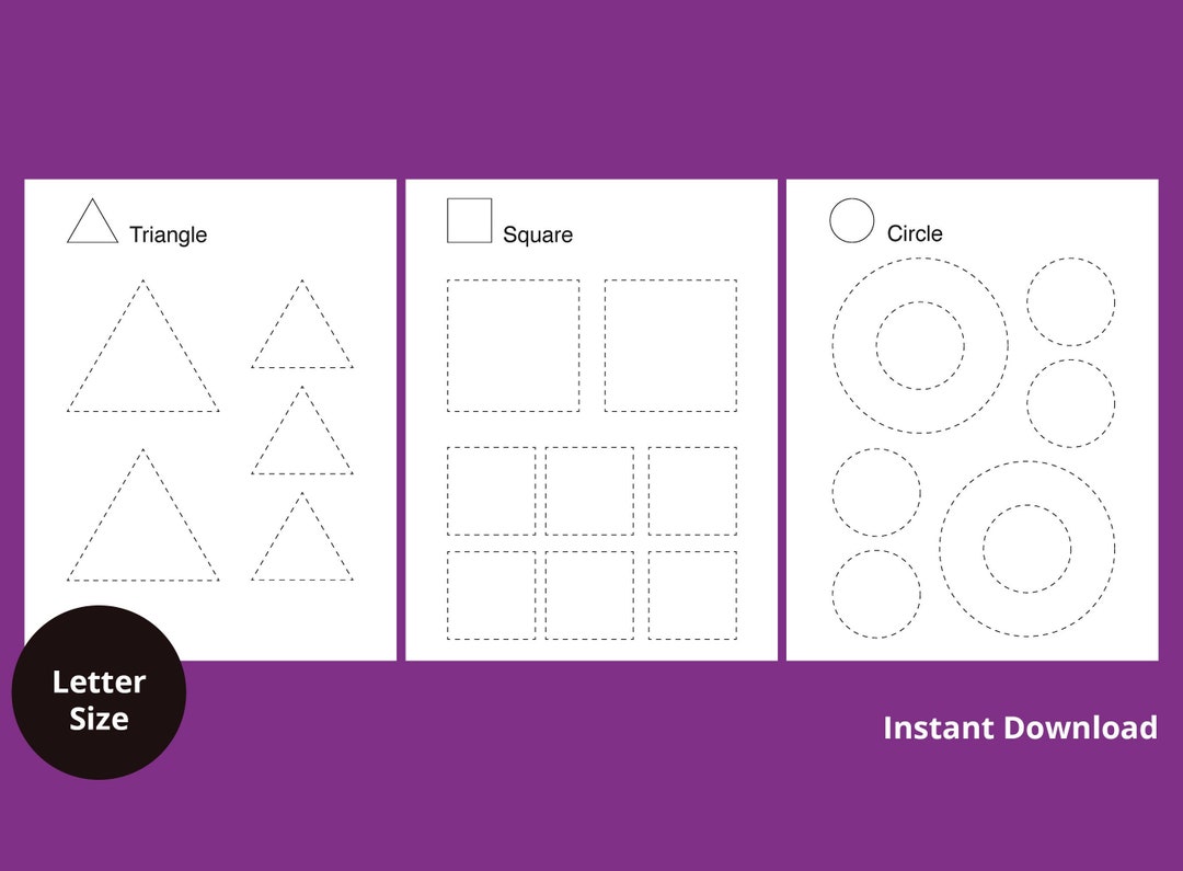 Shape Tracing Printable Worksheet for Kids, Learning Practice, Letter ...