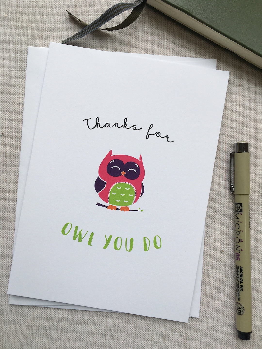 Thanks for Owl You Do Card, Thank You Card, Cute Animal Card, Friendly ...