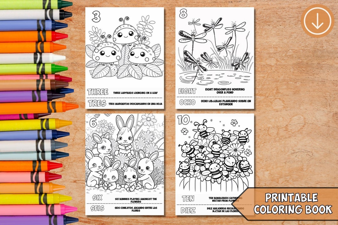 Learn Spanish Numbers With Animals & Insects: Kids Coloring Book ...