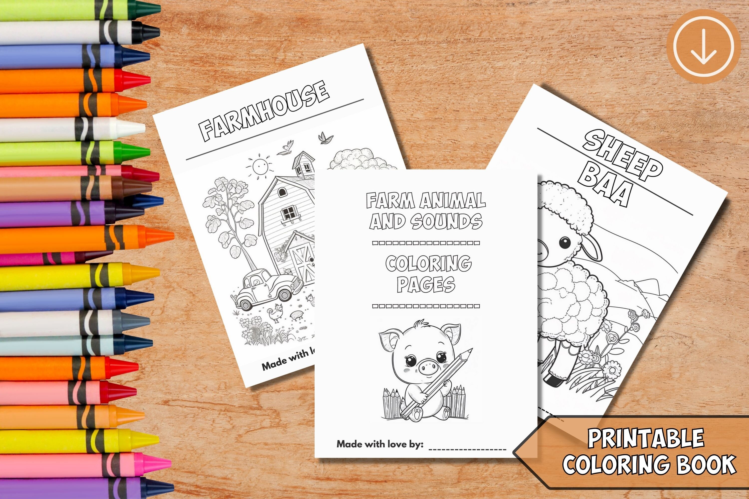 Farm Animals Coloring Book Learn Animal Sounds Kids - Etsy