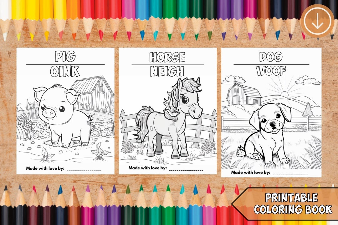 Farm Animals Coloring Book Learn Animal Sounds Kids - Etsy