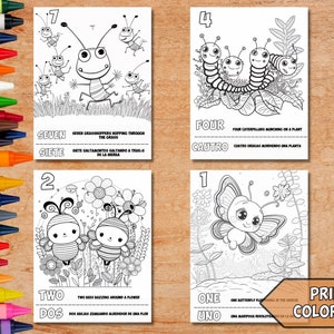 Learn Spanish Numbers With Animals & Insects: Kids Coloring Book ...