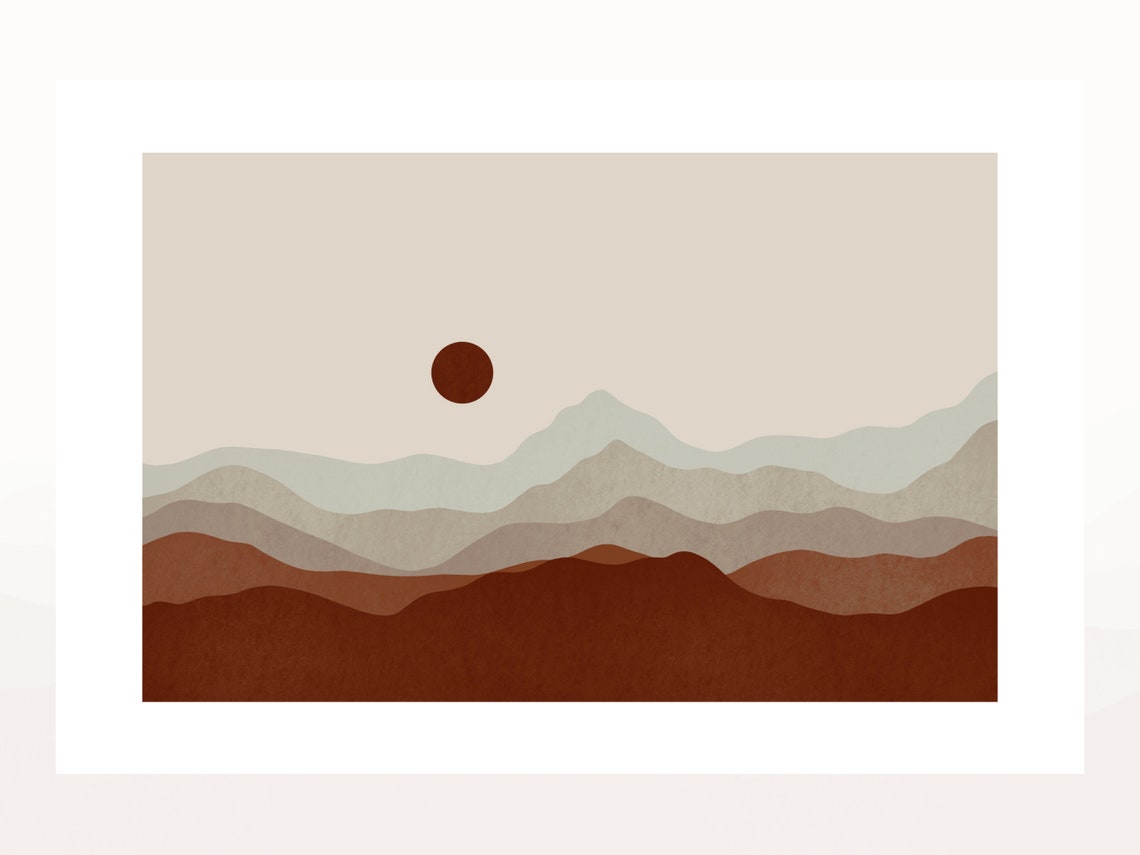 Blue Hour Desert Mountain Sunset Hand-drawn Desktop Wallpaper ...