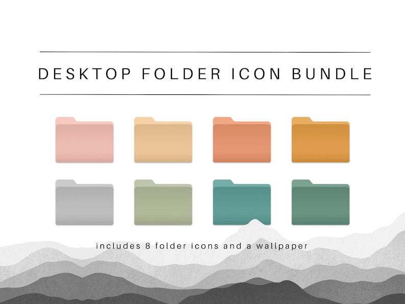 MacBook Desktop Folder Bundle—minimal, Bright Folder Icon Bundle ...