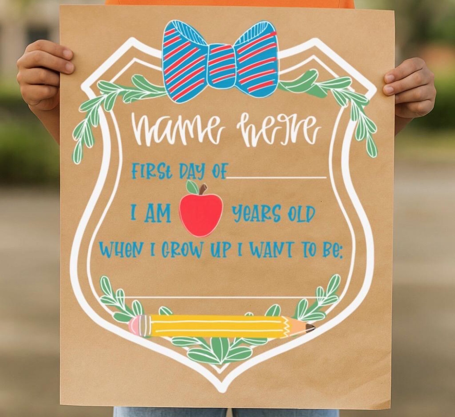 Personalized First Day of School Banner | Hand-painted Kraft Paper Sign ...