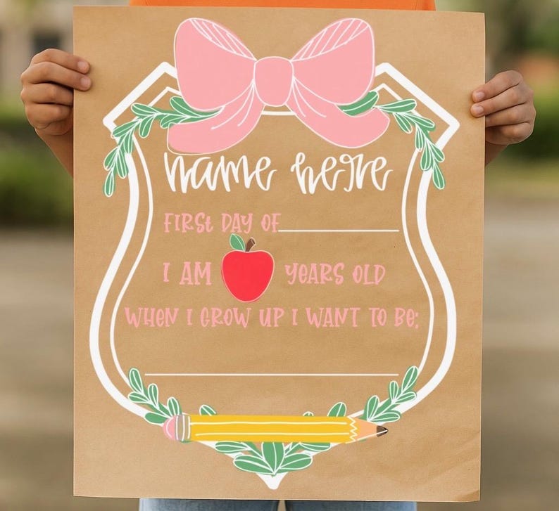 Personalized First Day of School Banner | Hand-painted Kraft Paper Sign ...