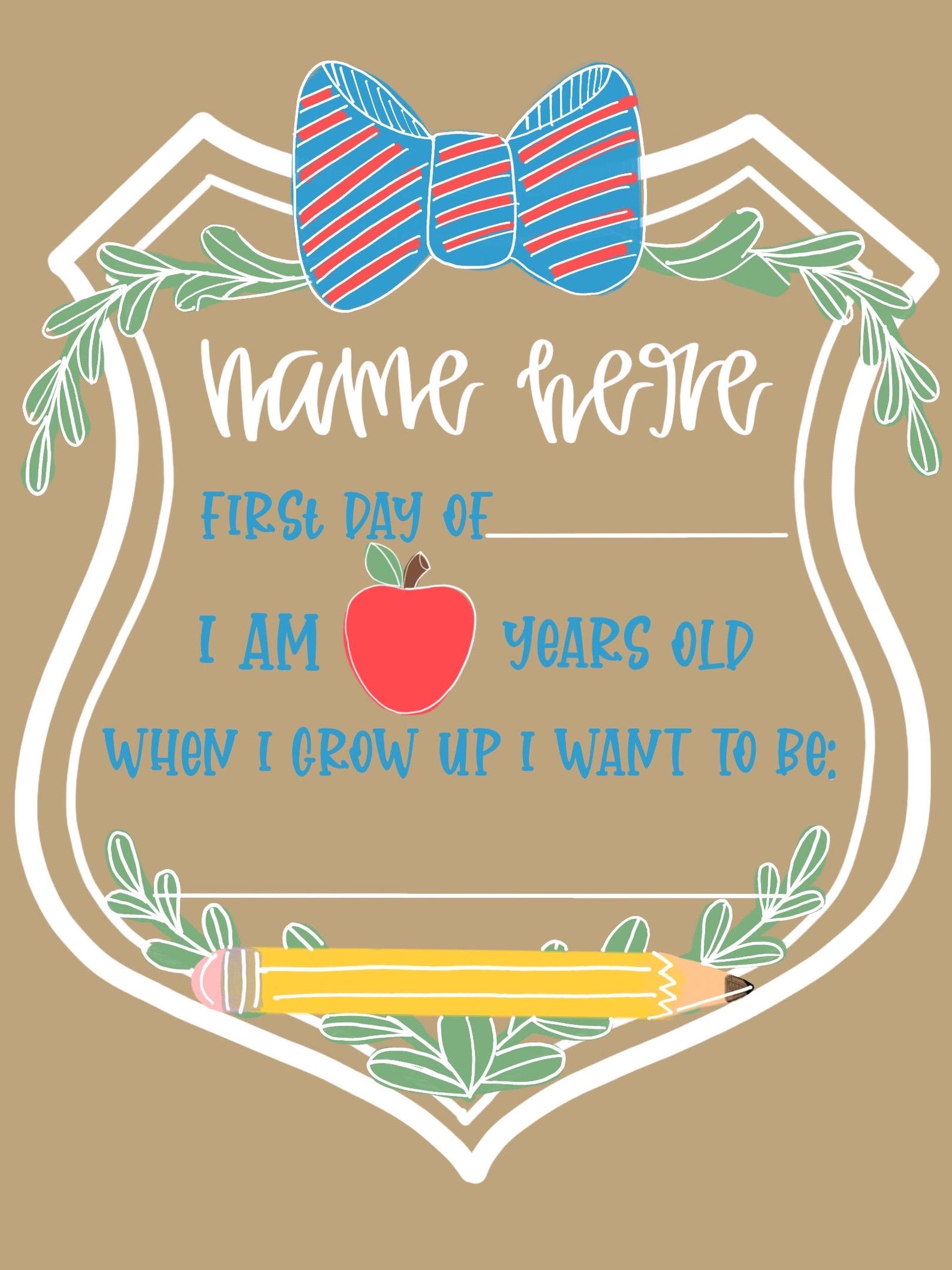Personalized First Day of School Banner | Hand-painted Kraft Paper Sign ...