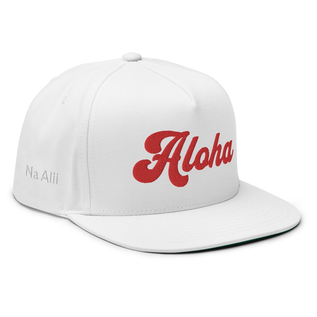 Aloha Embroidered Flat Bill Cap by Na Alii - Etsy