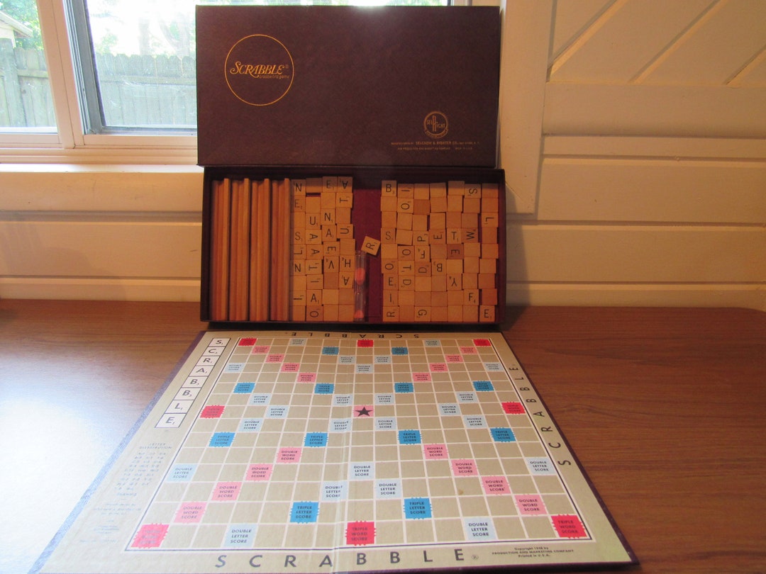 Vintage Scrabble Game (complete With Sand Timer) - Etsy