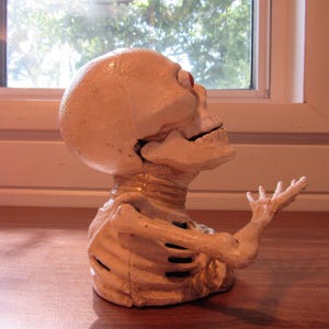 Cast Iron Skeleton Mechanical Bank works, See Video - Etsy