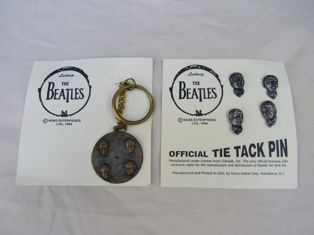 1964 NEMS Beatles Official Tie Tack Pin Set & Keychain - Etsy