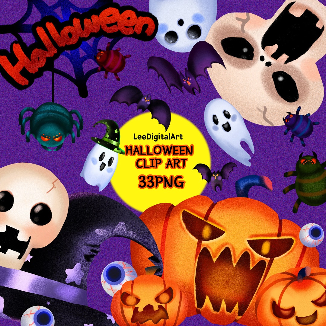 Halloween Clipart PNG Home Decor Candy Pumpkin Witch's Hat Ghost Spider ...