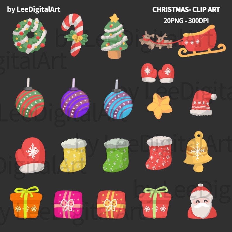 Christmas Clipartholiday Clipart Cute Christmas Clip Art - Etsy