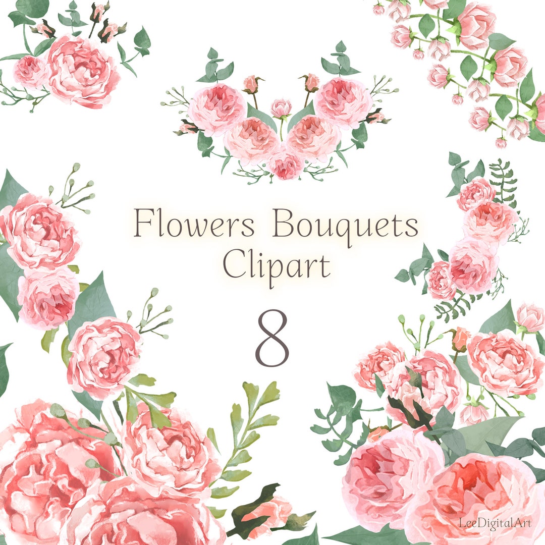 Pastel Roses Clip Art, Wedding, Bouquets, Invitations, Summer Clip Art ...