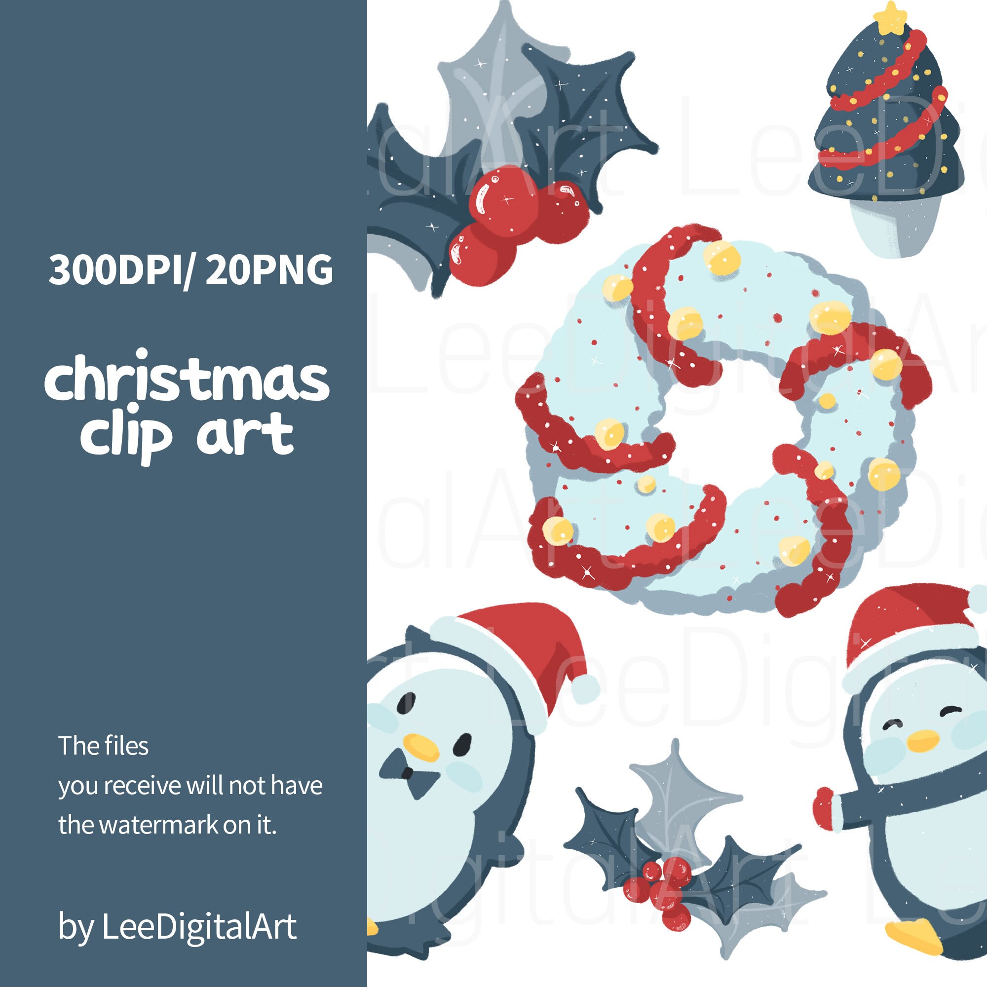 Christmas Penguins Clipart Clip Art Set of Penguins - Etsy