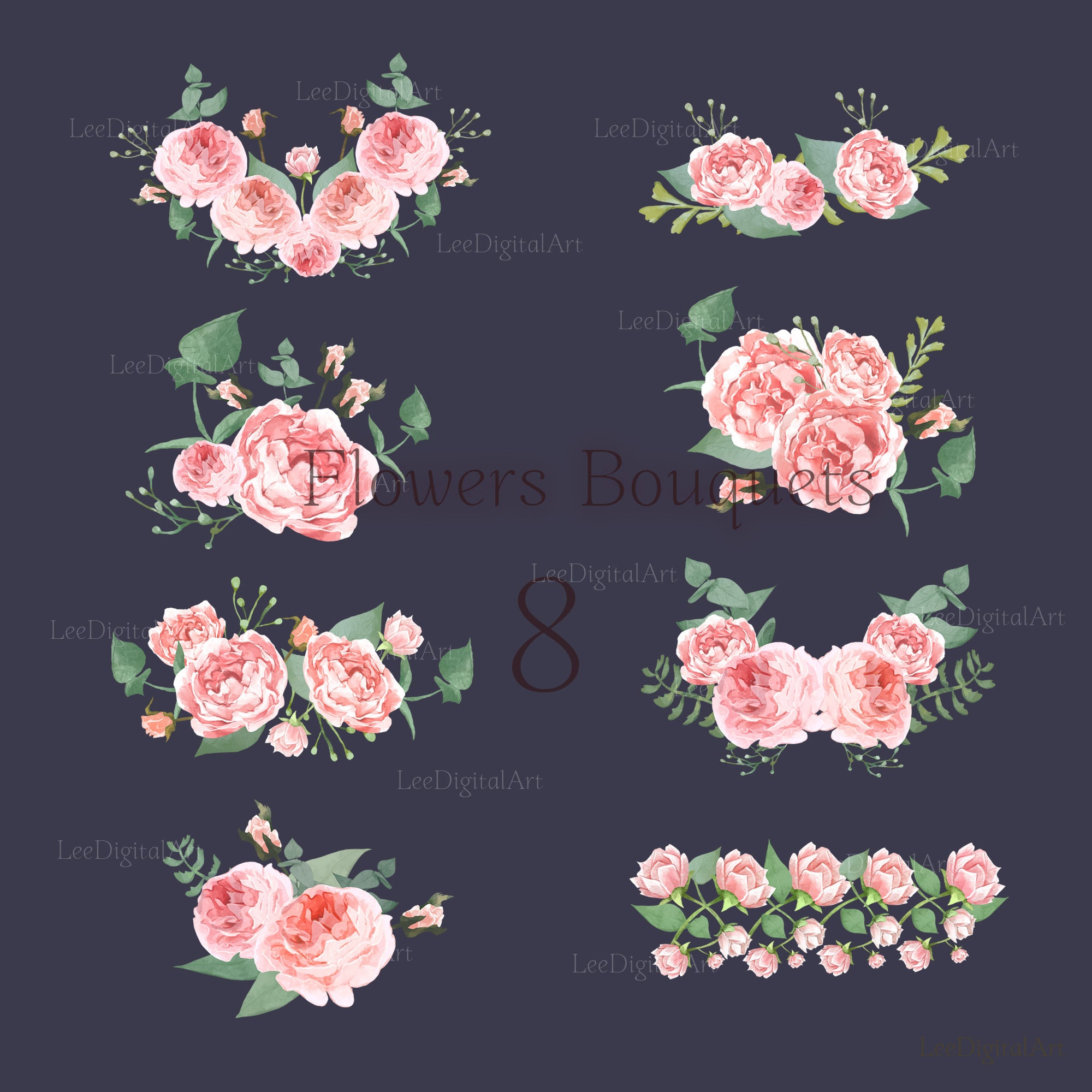 Pastel Roses Clip Art, Wedding, Bouquets, Invitations, Summer Clip Art ...