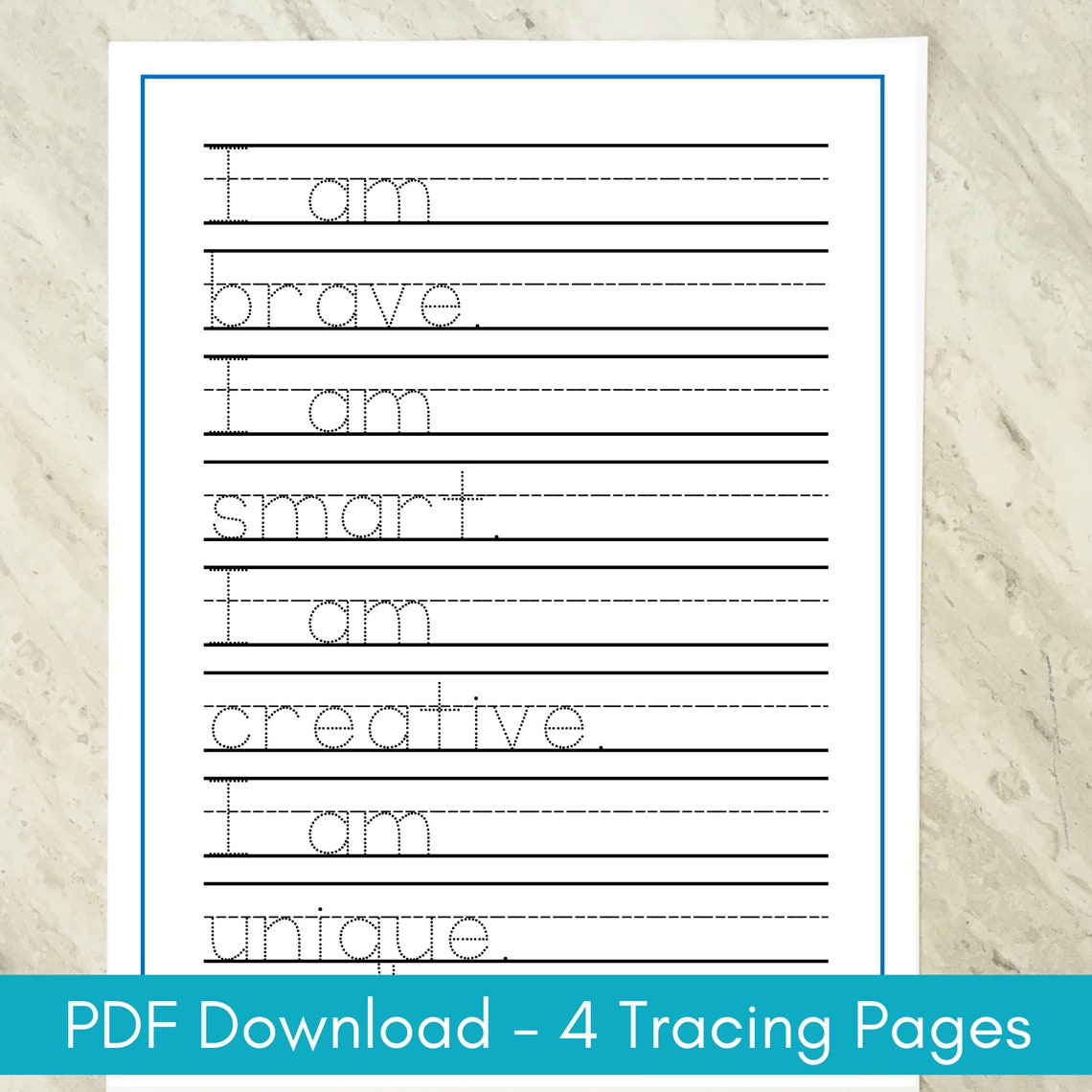 Affirmation Tracing Sheets Handwriting Practice Tracing Pages - Etsy