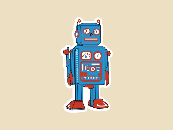 Robot 3 X 3.75 Die Cut Sticker Car Sticker | Etsy