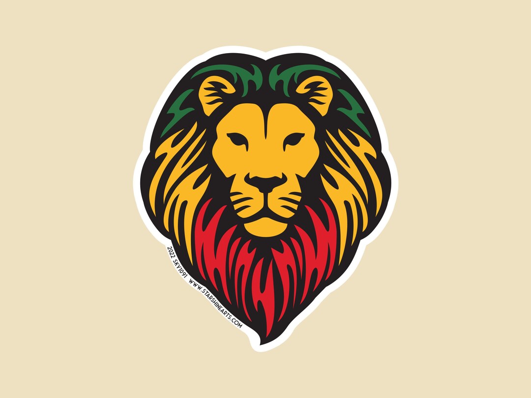 Rasta Lion Die Cut 4 Inch Sticker- Car Sticker, Laptop Sticker, Vinyl ...