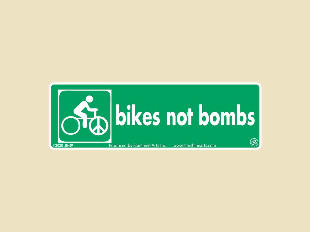 Bikes Not Bombs Large OR Small Bumper Sticker- Car Sticker, Laptop ...