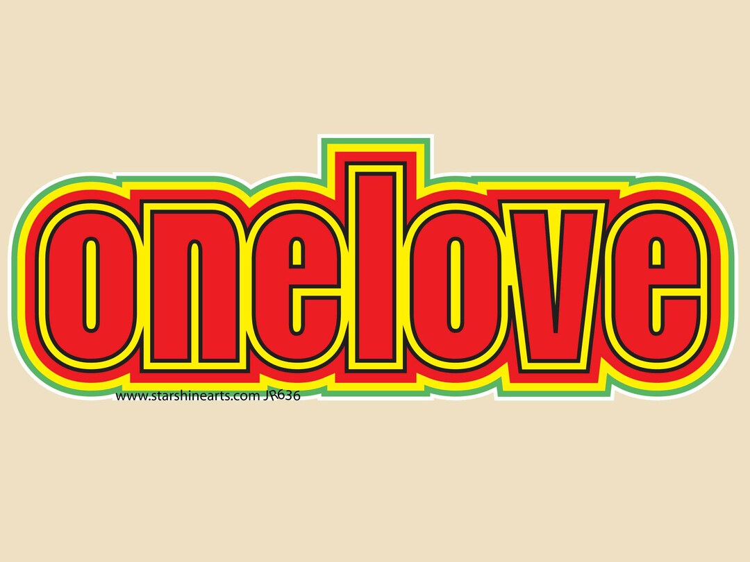 One Love Die Cut Small & Large Bumper Sticker- One Love, Rasta, Red ...