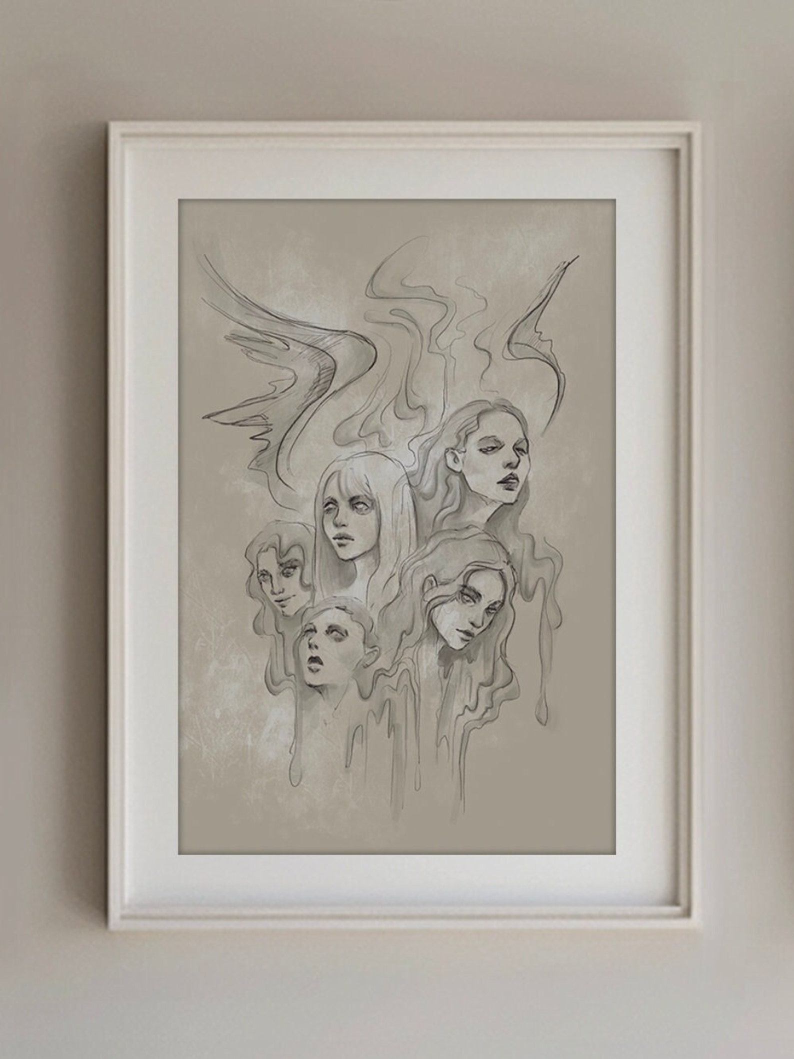 Figure Drawing Poster Print Wall Decor Neutral Colour Dreamy Gift for ...