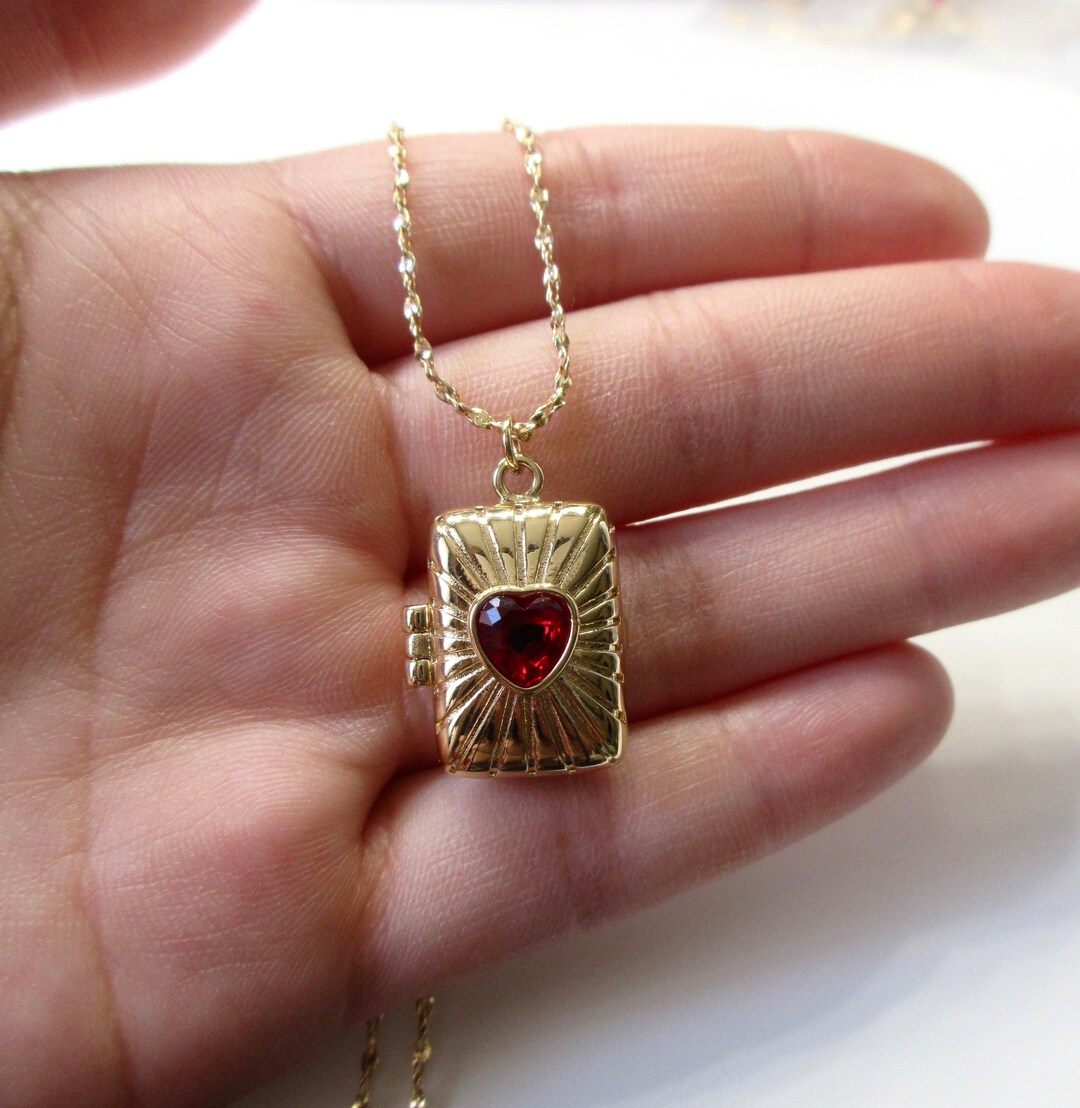 Book Locket Heart Necklace - Etsy