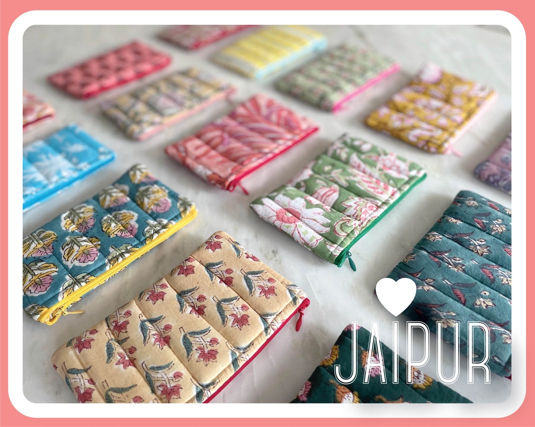 Cotton Block Print Zipper Pouch, SUSTAINABLE Handmade Design - Etsy