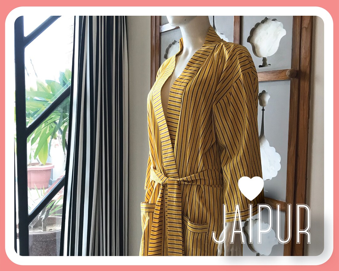 Stripe Cotton Kimono, Convertible Top, Printed Dressing Gown, Wrap Top ...