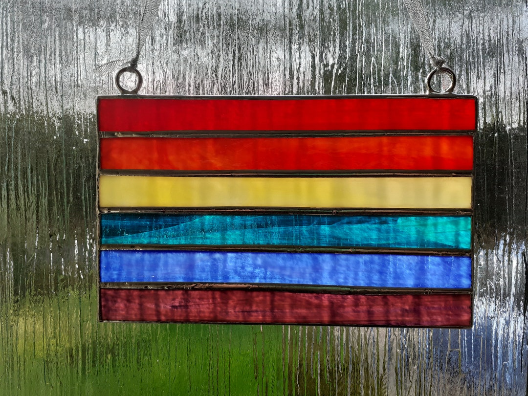 Handmade Stained Glass Rainbow Gay Pride Flag With Hanging - Etsy