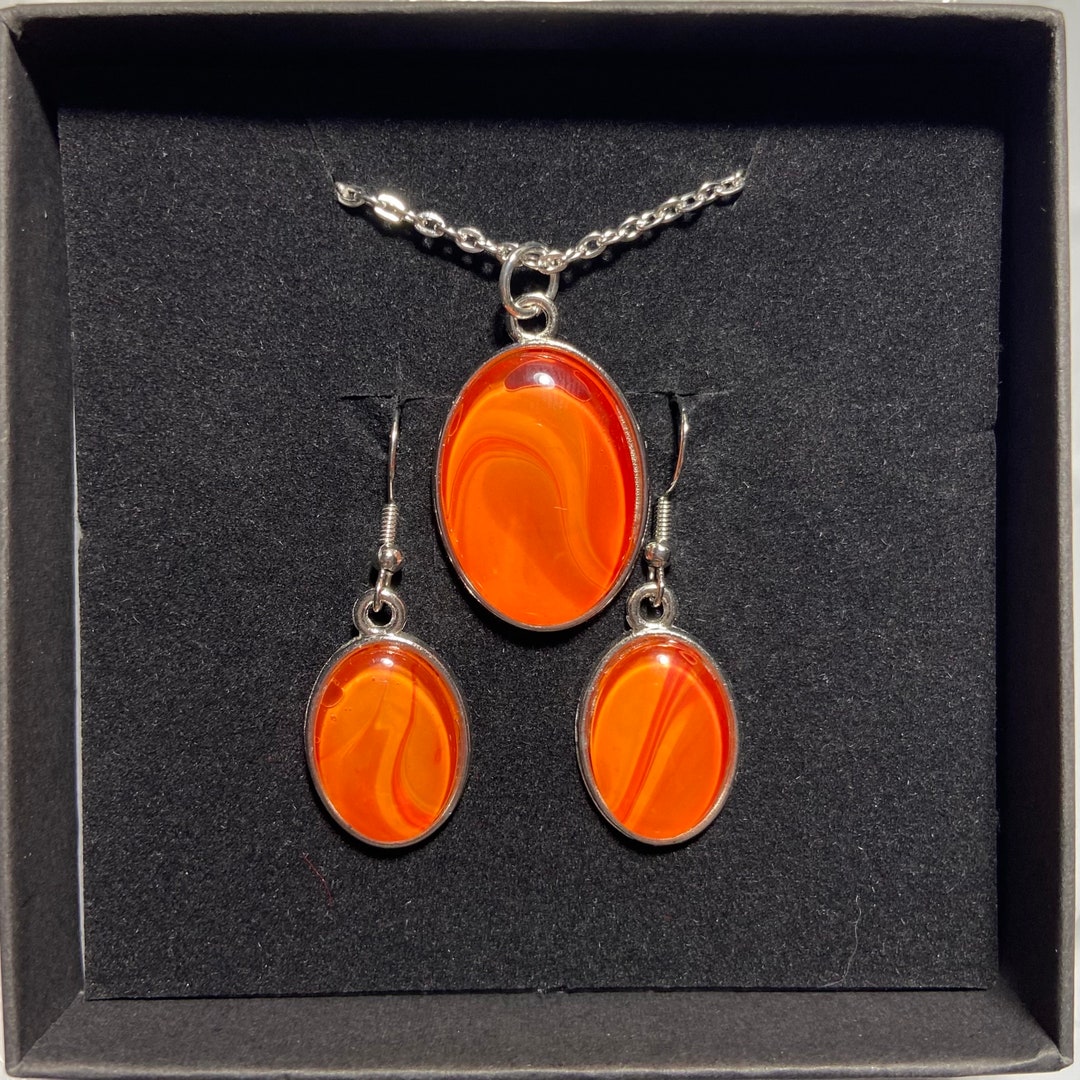 Acrylic Paint Pendant and Earring Jewelry Set Free Shipping - Etsy