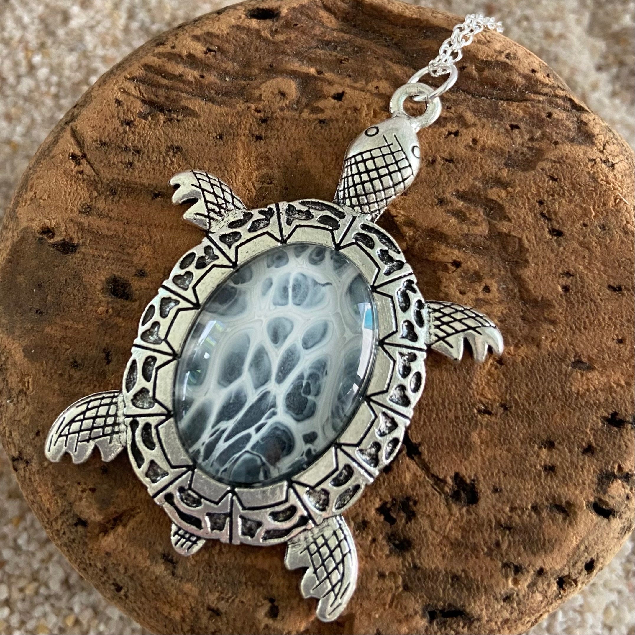 Silver Turtle With Monochromatic Shell One of a Kind - Etsy