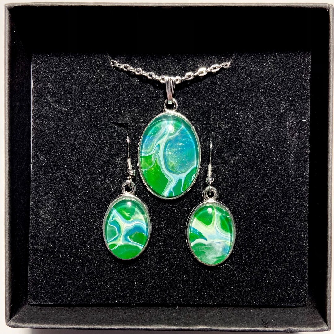 Acrylic Paint Pendant and Earring Jewelry Set - Free Shipping! - Etsy