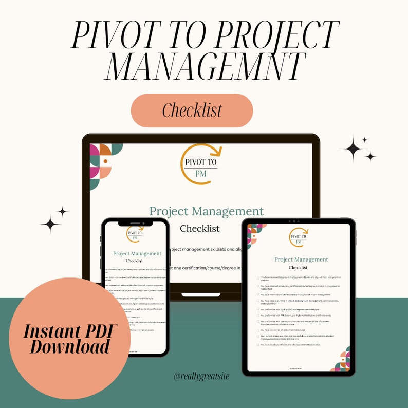 Pivot to Project Management Checklist - Instant PDF Download - Etsy