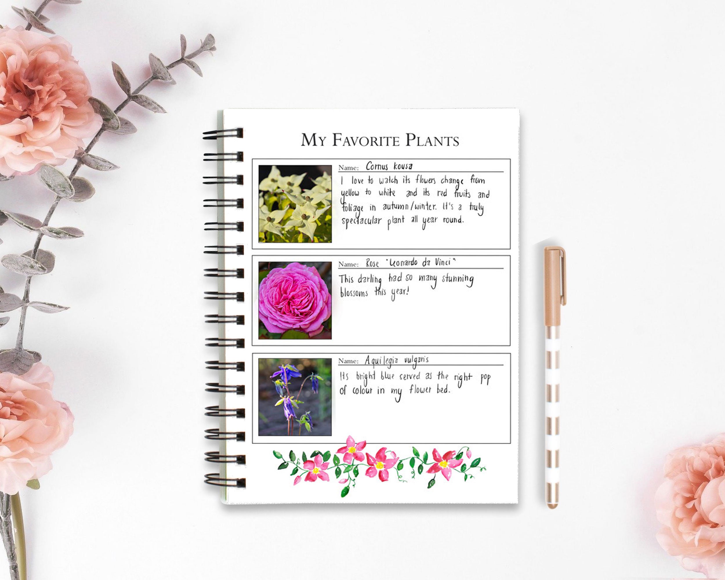 Digital Plant Planner, Printable Planting Journal, Handdrawn Watercolor ...