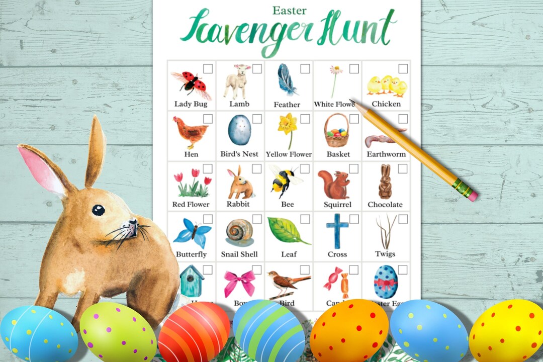 Easter Scavenger Hunt Printable, Eastertreasure Hunt for Kids, Hiking ...