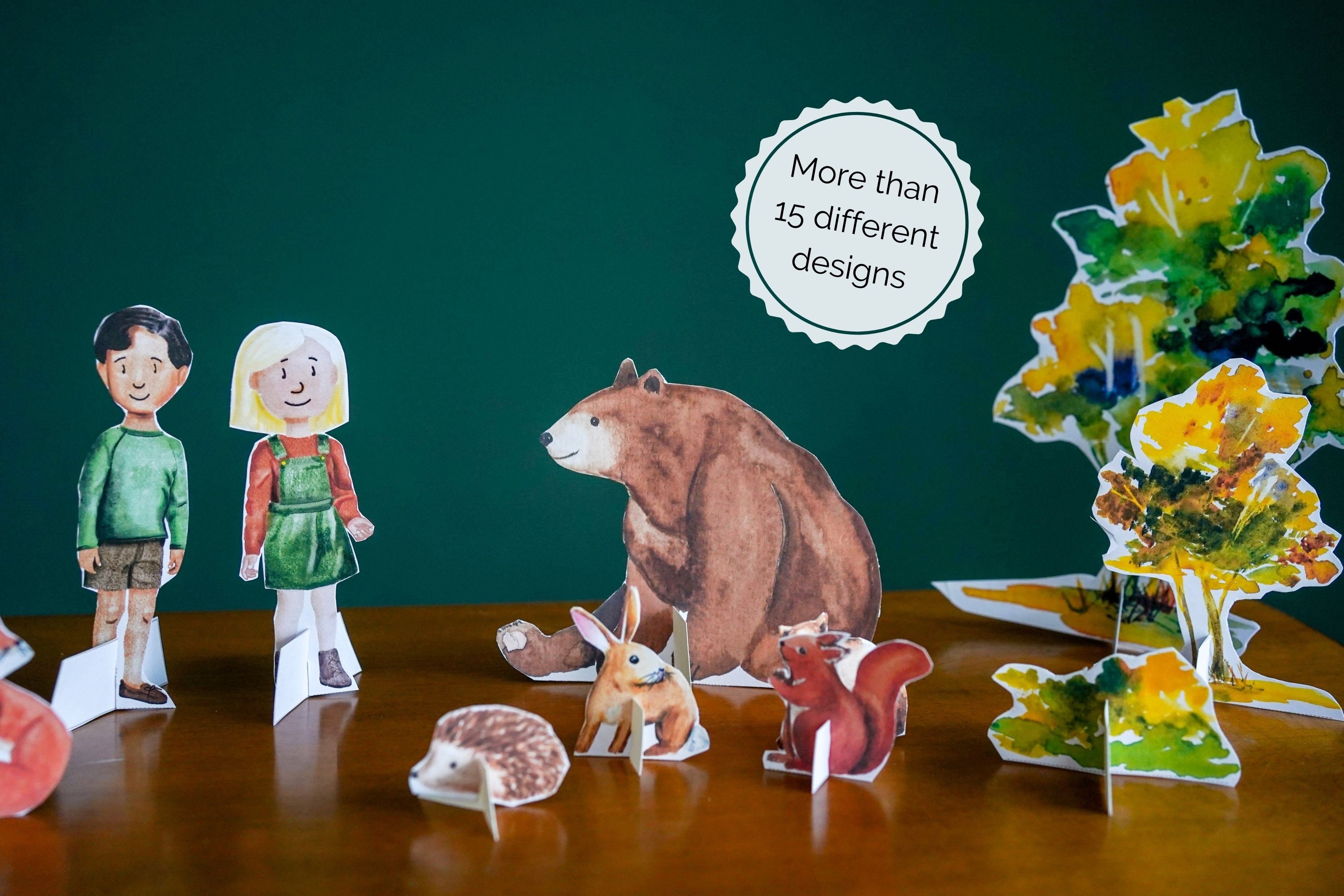 Printable Woodland Paper Dolls, Forest Animal Dolls and Scenery, Paper ...