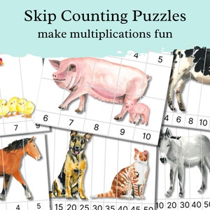 Skip Counting Puzzles, Montessori Counting Printables for Kindergarten ...