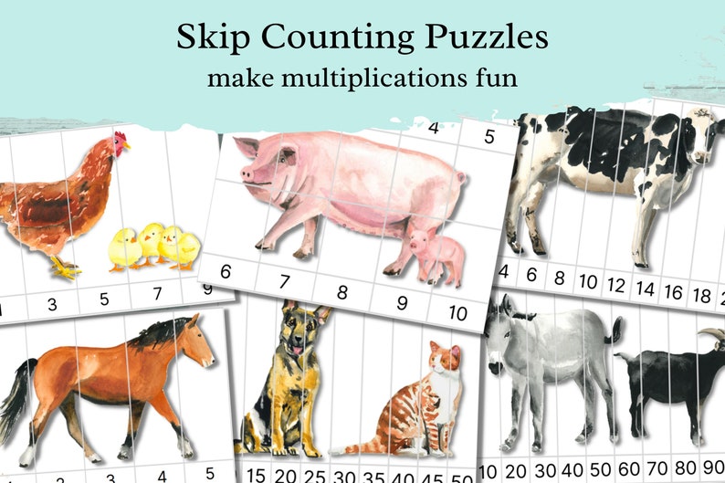 Skip Counting Puzzles, Montessori Counting Printables for Kindergarten ...