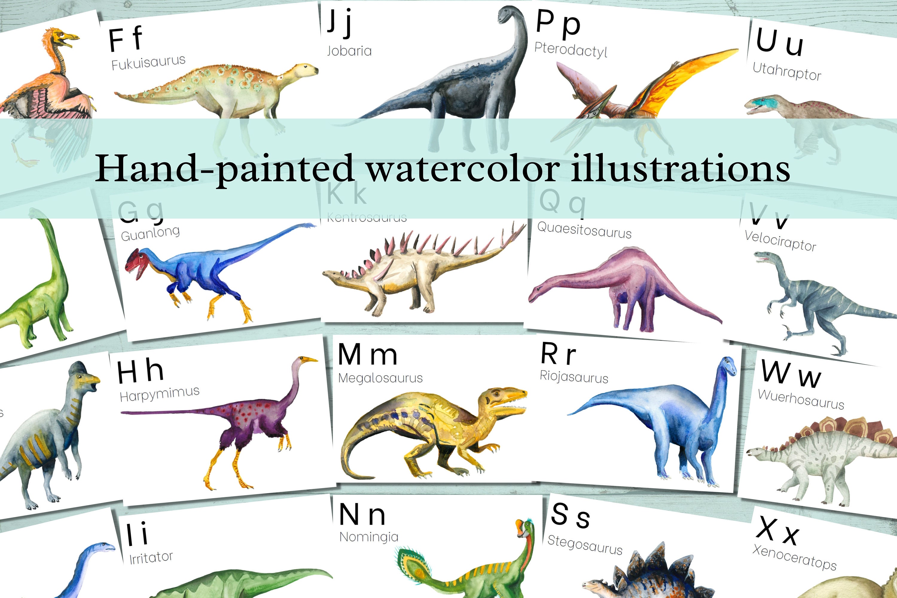 Dinosaur Alphabet Cards, Montessori Letter Flashcards for Kindergarten ...